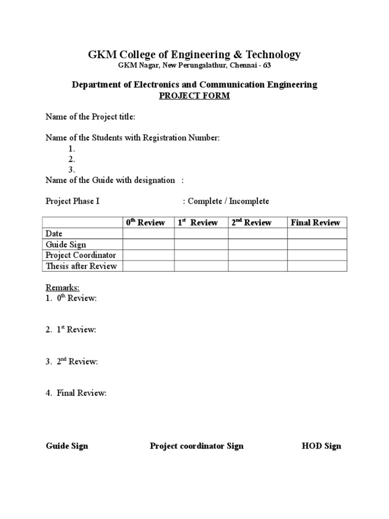 UG Project Form | PDF
