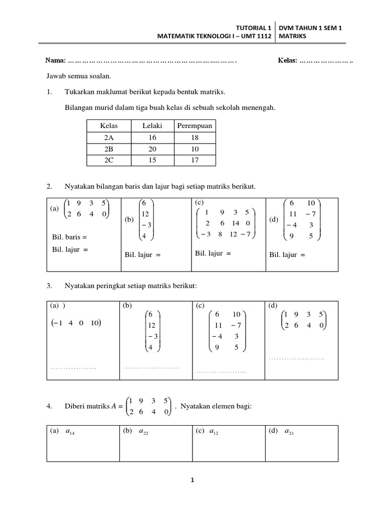 Tutorial 1 Matriks | PDF