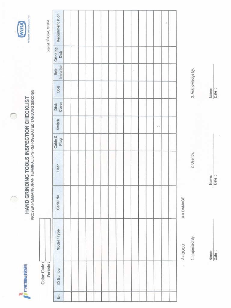 Form Inspeksi Hand Grinding | PDF