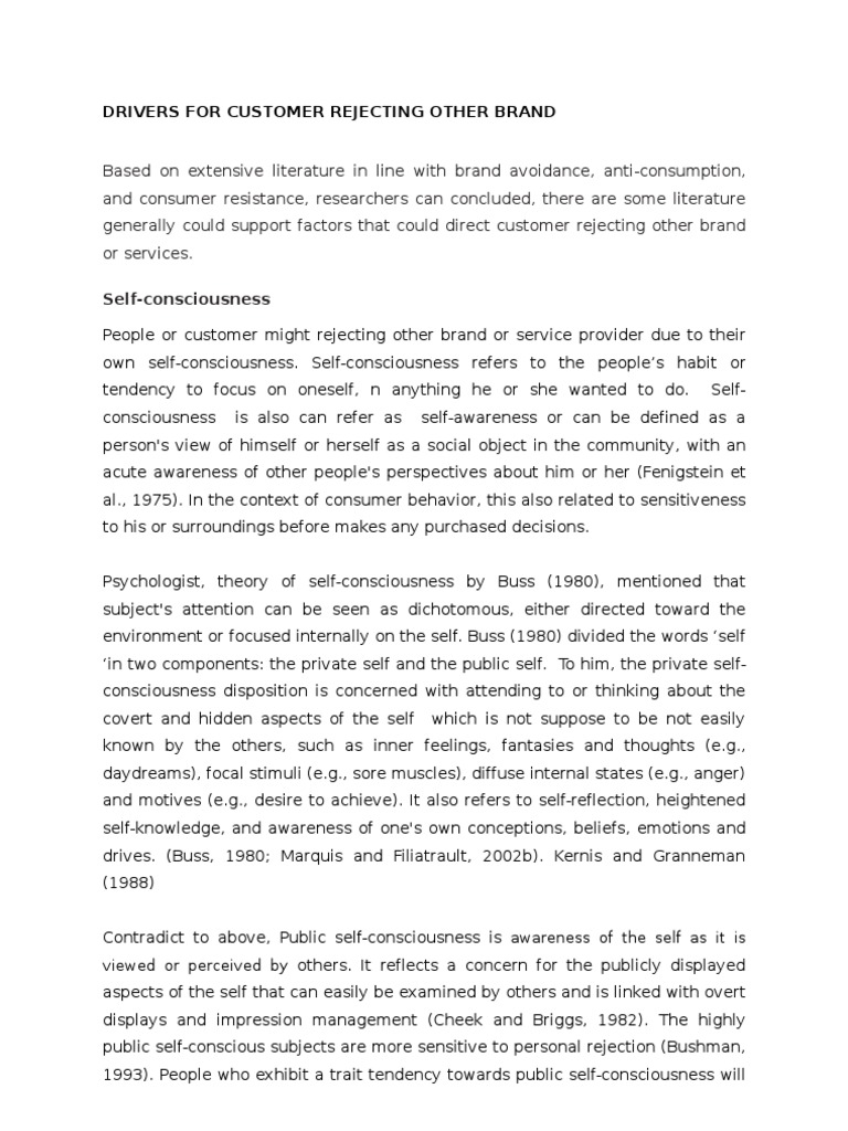Drivers For Brand Rejection | PDF | Self Awareness | Boycott