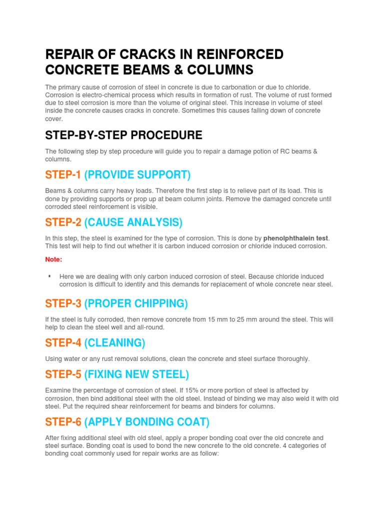 Repair Of Cracks In Reinforced Concrete Beams & Columns: Step-By-Step ...