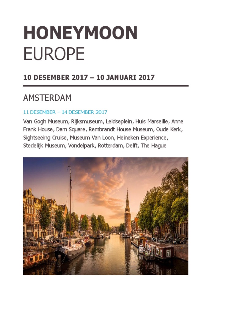 European Honeymoon Itinerary | PDF | Art