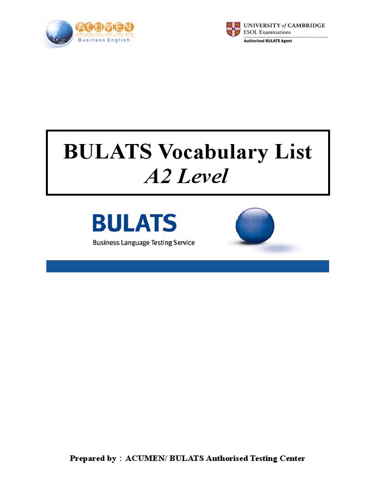 BULATS Wordlist A2 PDF | PDF | Verb | Noun
