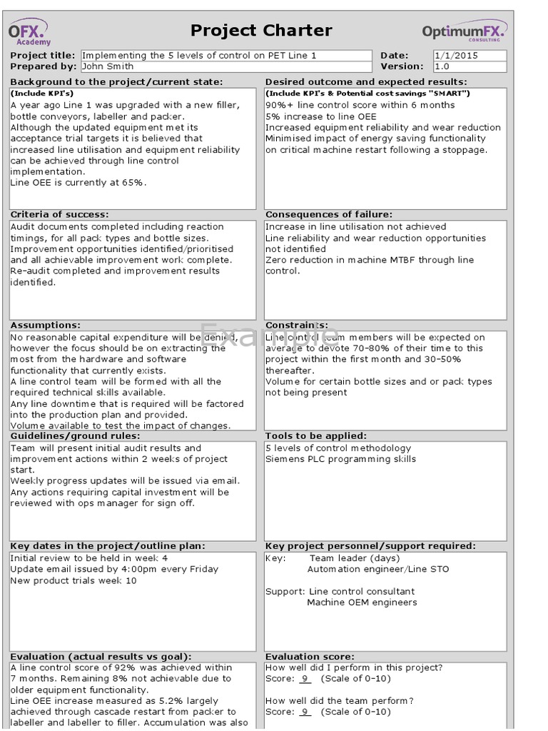 Project Charter Example | PDF | Reliability Engineering | Systems Engineering