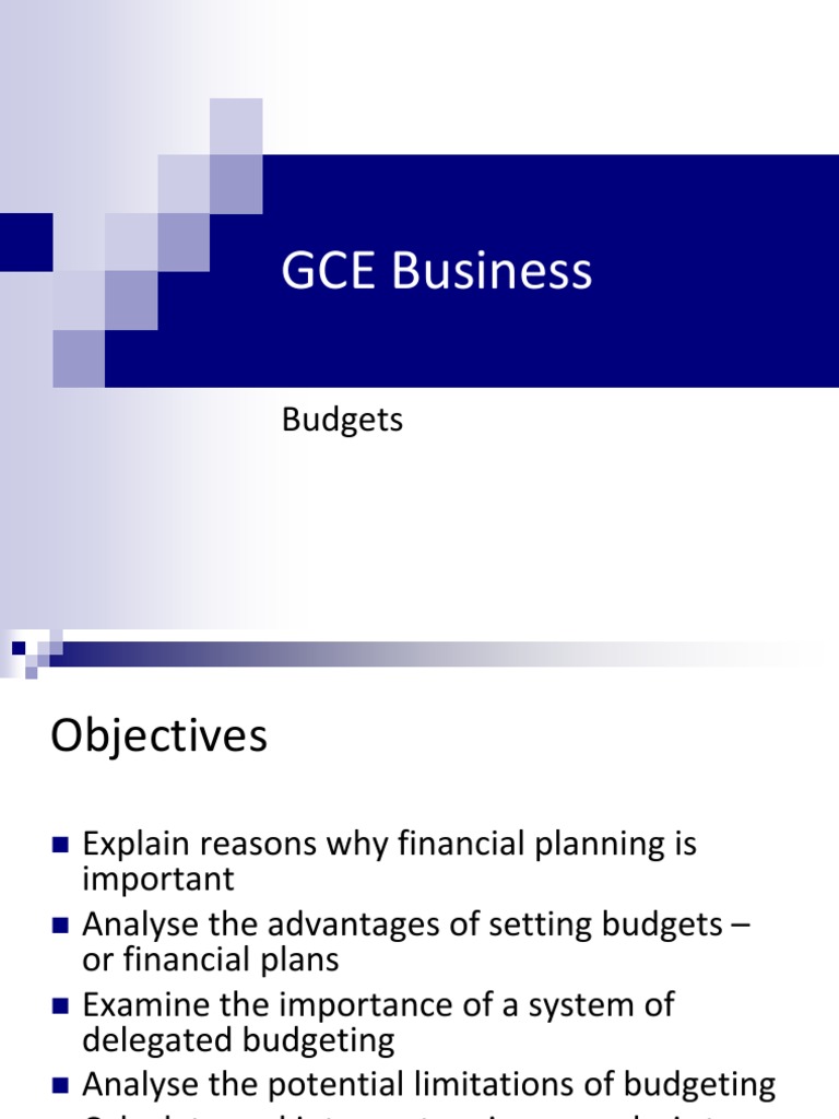 GCE Business Budgets | PDF | Variance | Budget