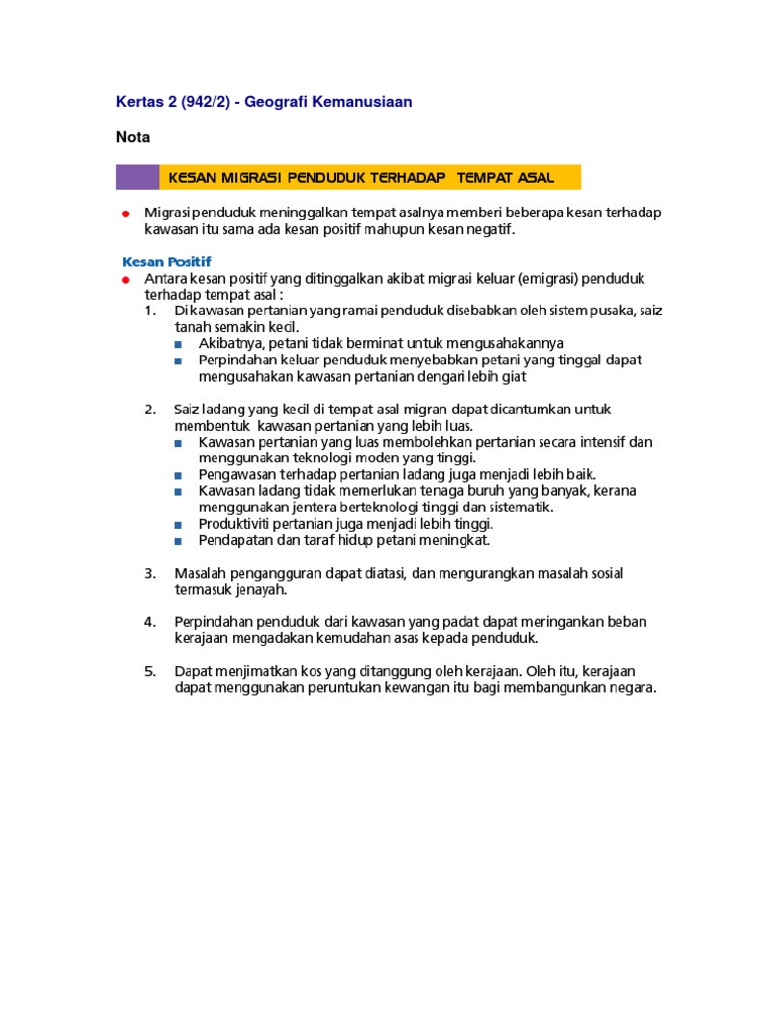 Kesan Migrasi Terhadap Origin | PDF