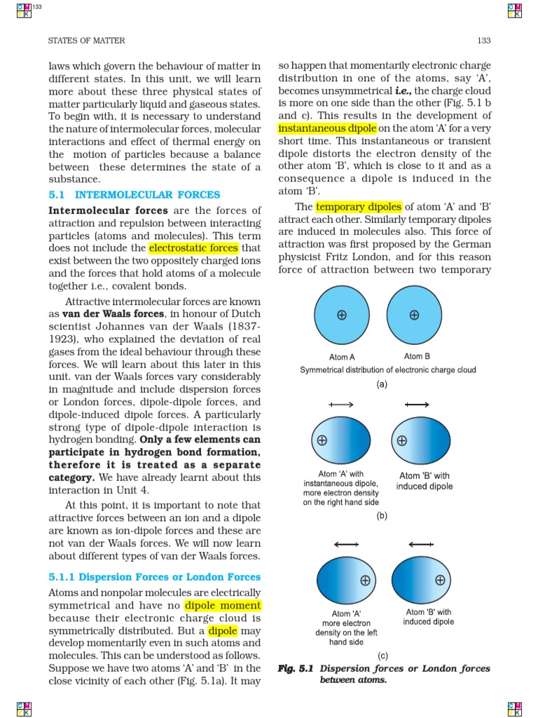 5.1 Intermolecular Forces: 133 States of Matter | PDF | Intermolecular ...