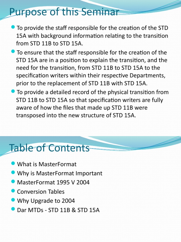 Master Format | Specification (Technical Standard) | Technology | Free ...