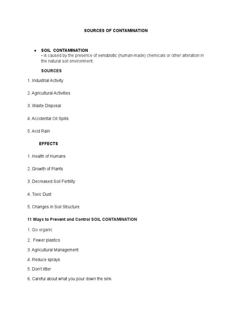 Sources of Contamination | PDF | Groundwater | Pollution