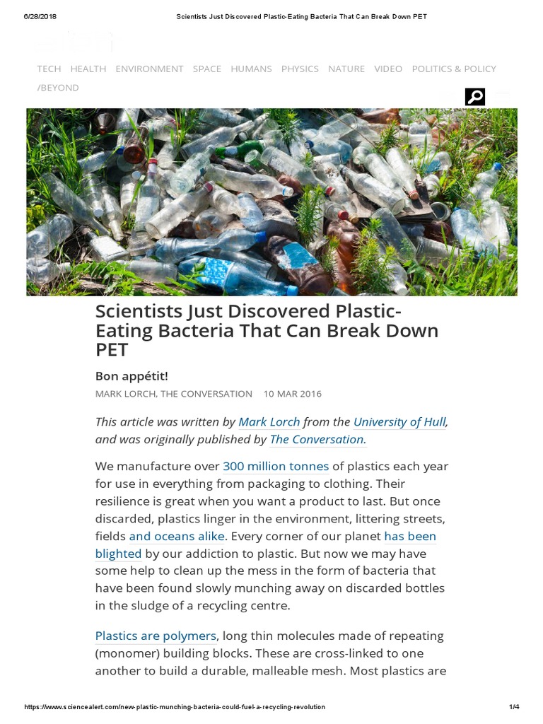 Scientists Just Discovered Plastic-Eating Bacteria That Can Break Down ...