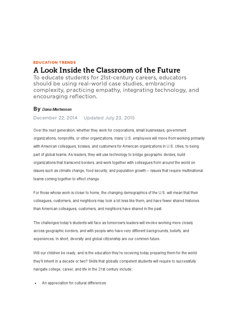 A Look Inside The Classroom of The Future Edutopia | PDF | Educational ...
