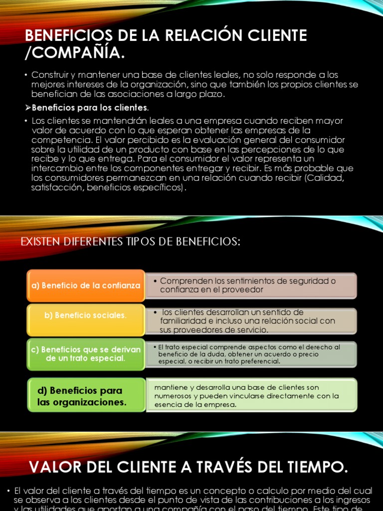 Beneficios de la Relación Cliente-Compañía | PDF | Beneficio (economía ...