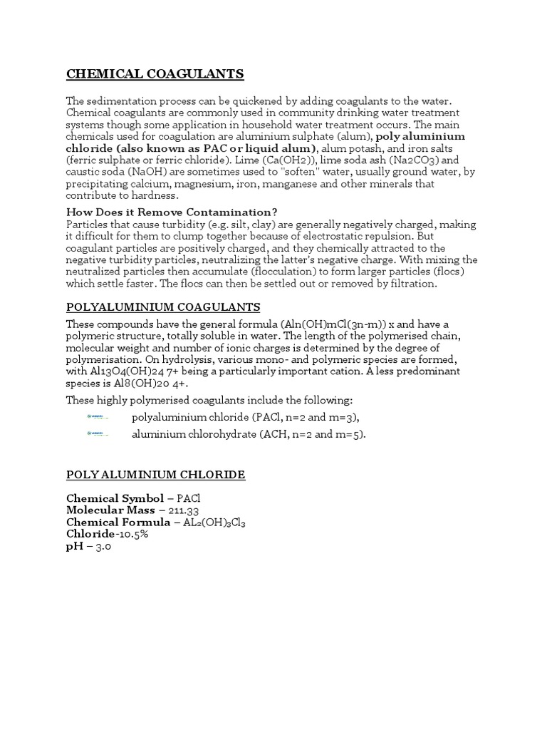 Coagulant (Pac) and Flocculant (Pam) | PDF | Polymers | Chemical Compounds