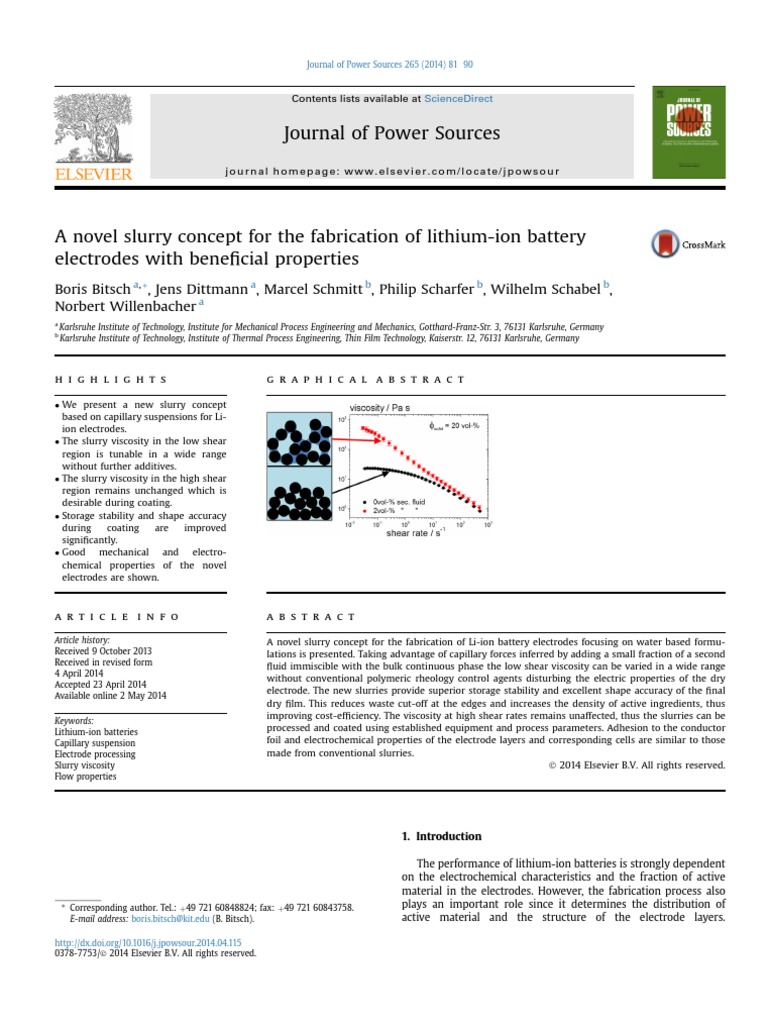 A Novel Slurry Concept For The Fabrication of Lithium-Ion Battery ...