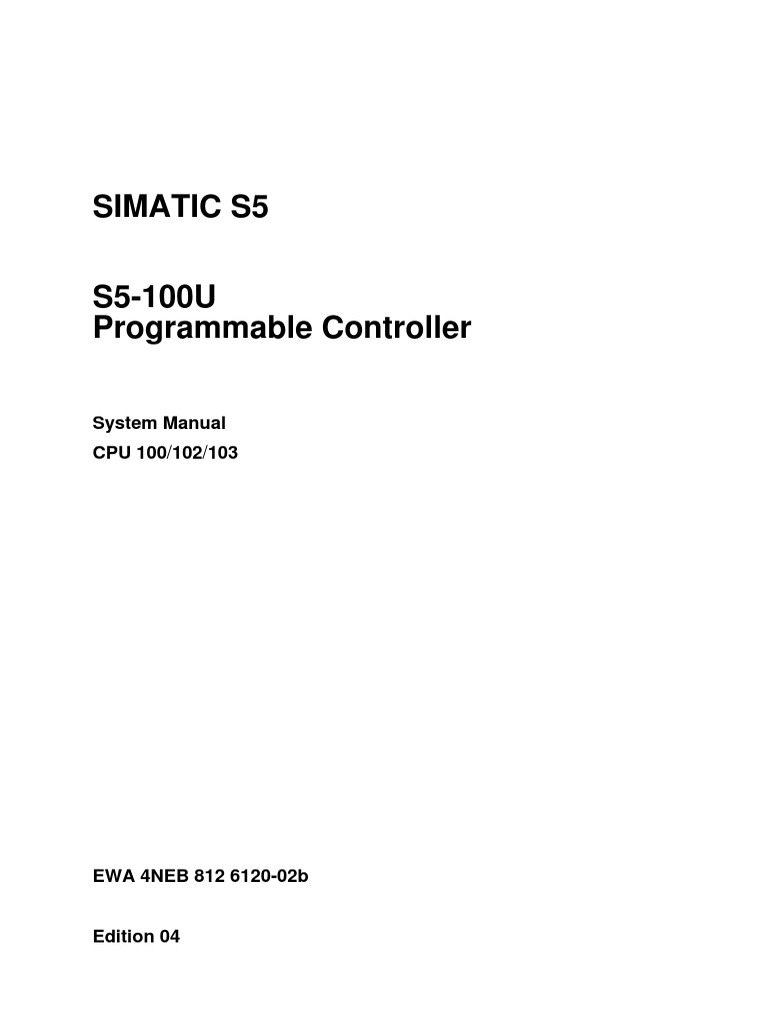 Simatic S5: System Manual CPU 100/102/103 | PDF