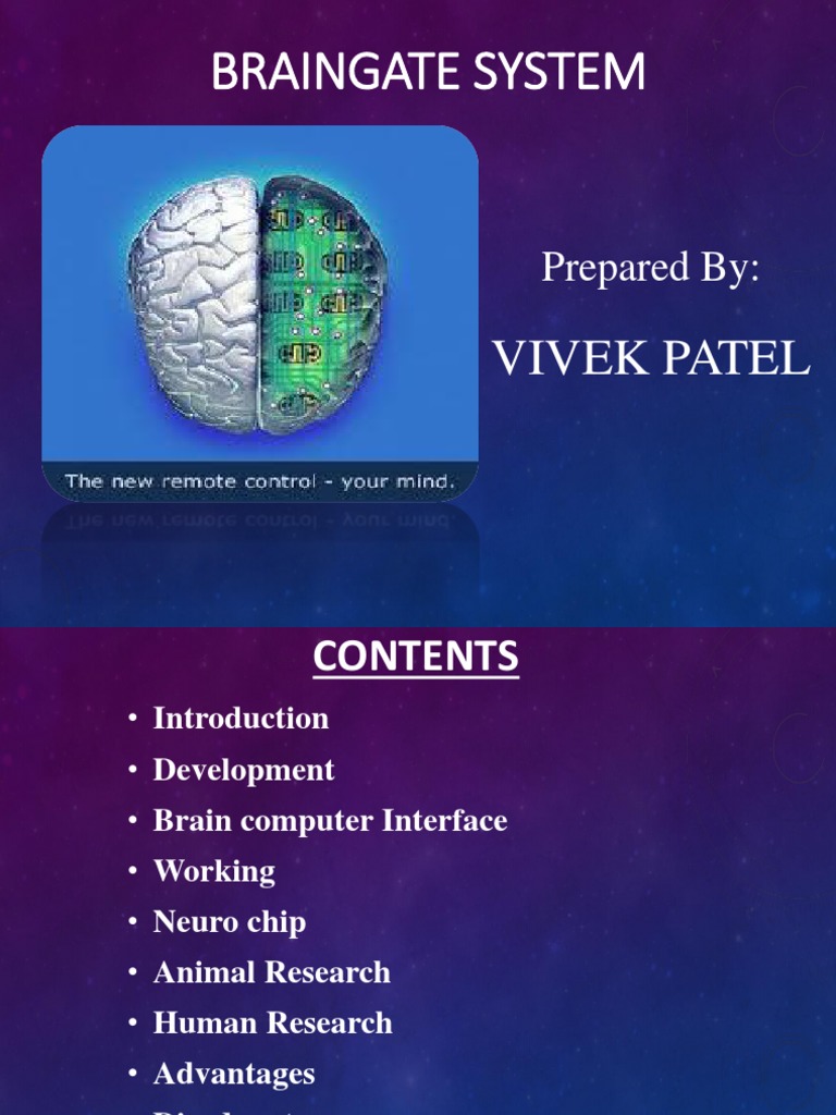 Braingate System: Prepared by | PDF | Neuropsychology | Neuroscience