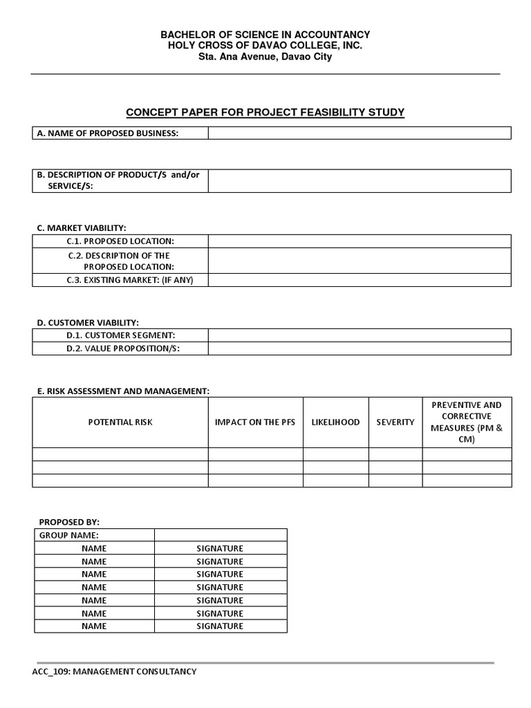 Concept Paper For Project Feasibility Study | PDF