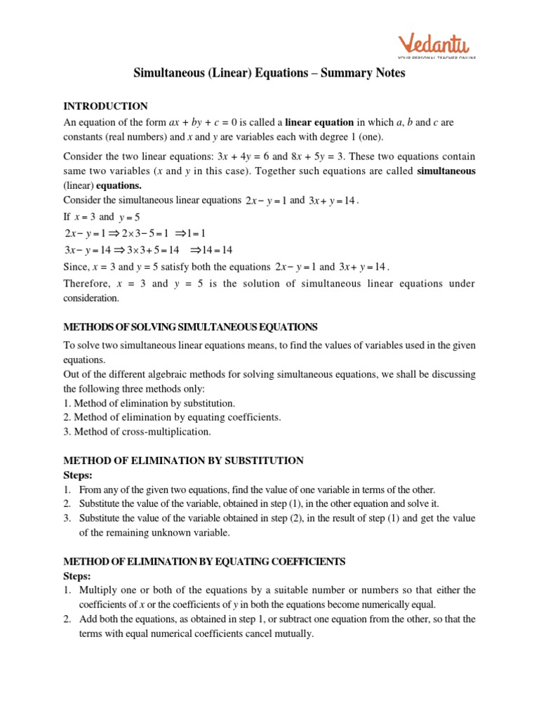 simultaneous-linear-equations-summary-notes-x-y-x-y-y-x-y-x-y-x-y