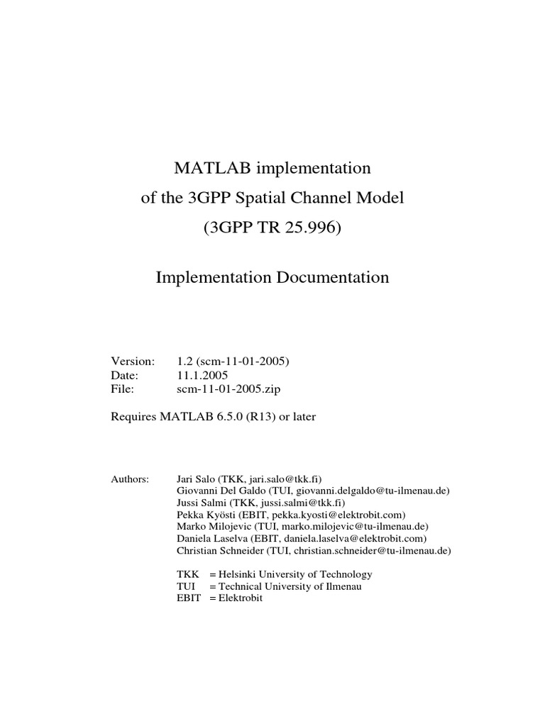 MATLAB Implementation of The 3GPP Spatial Channel Model (3GPP TR 25.996) | PDF | Parameter ...