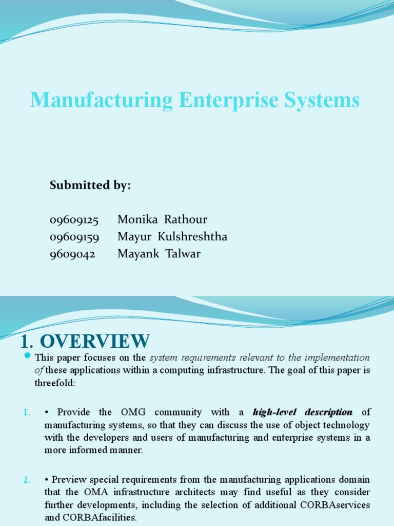 Manufacturing Enterprise Systems: Submitted by | PDF | Computer Aided ...