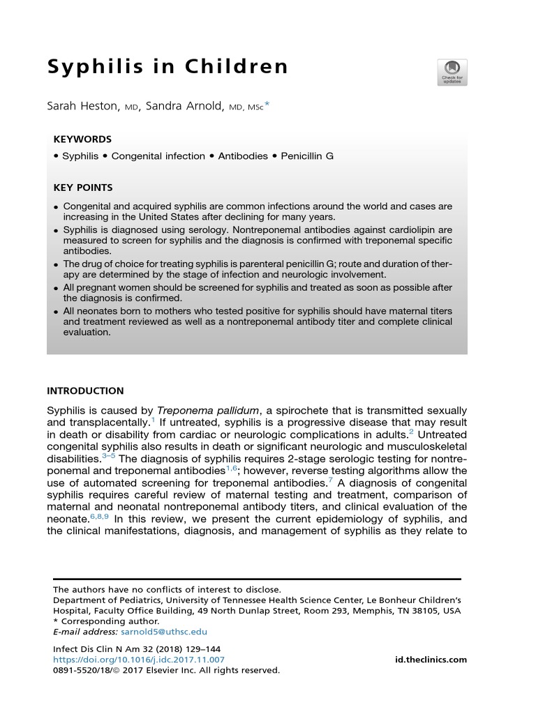 Syphilis in Children | PDF | Infection | Pregnancy