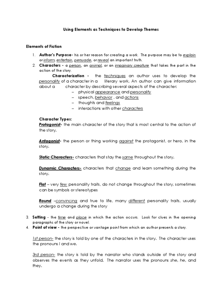 Using Elements As Techniques To Develop Themes | PDF | Plot (Narrative) | Poetry