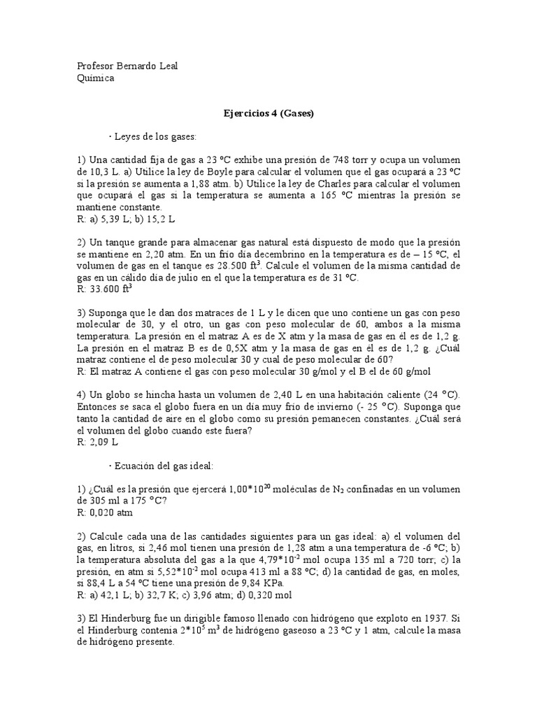 Problemas Gases | PDF | Helio | Gases