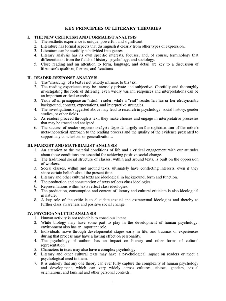 Key Approaches to Literary Analysis: A Summary of Prominent Literary ...