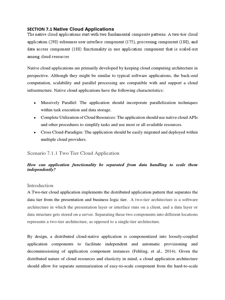 SECTION 7.1 Native Cloud Applications: Scenario 7.1.1 Two Tier Cloud Application | PDF | Cloud ...