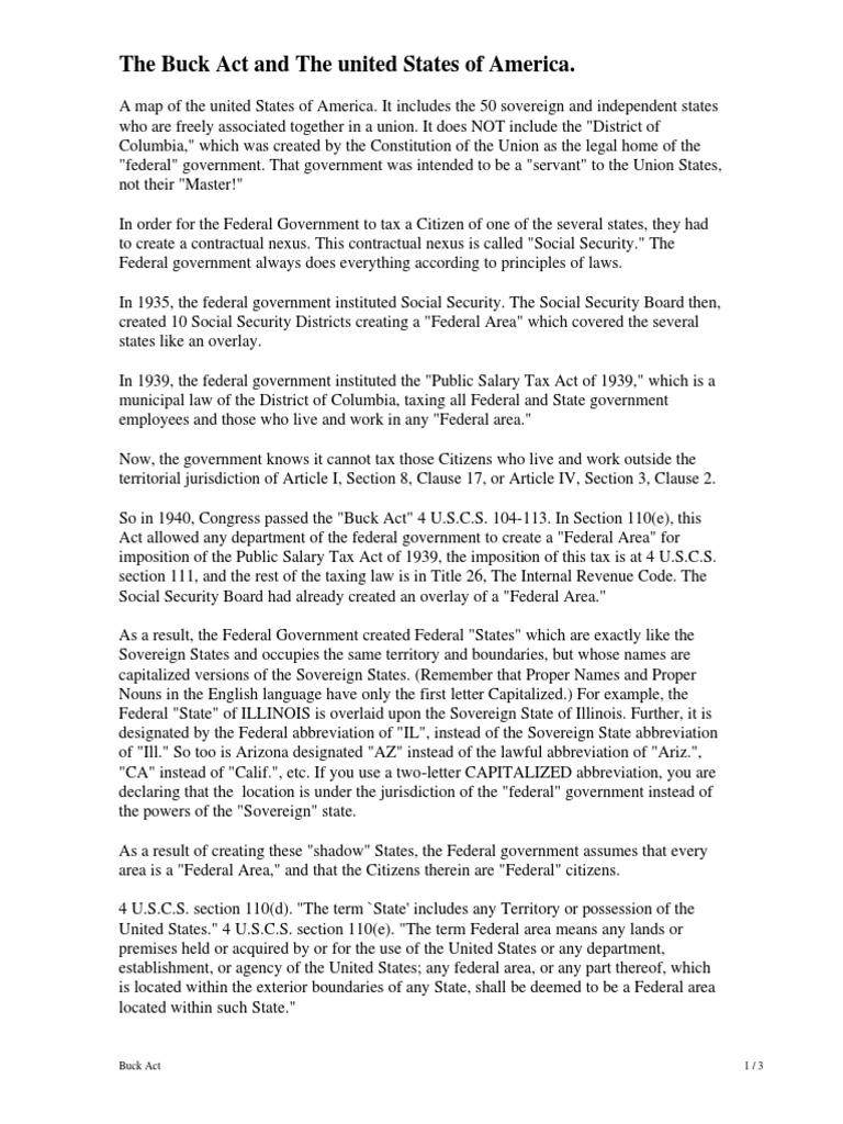 Buck Act PDF | PDF | Federal Government Of The United States | Article ...
