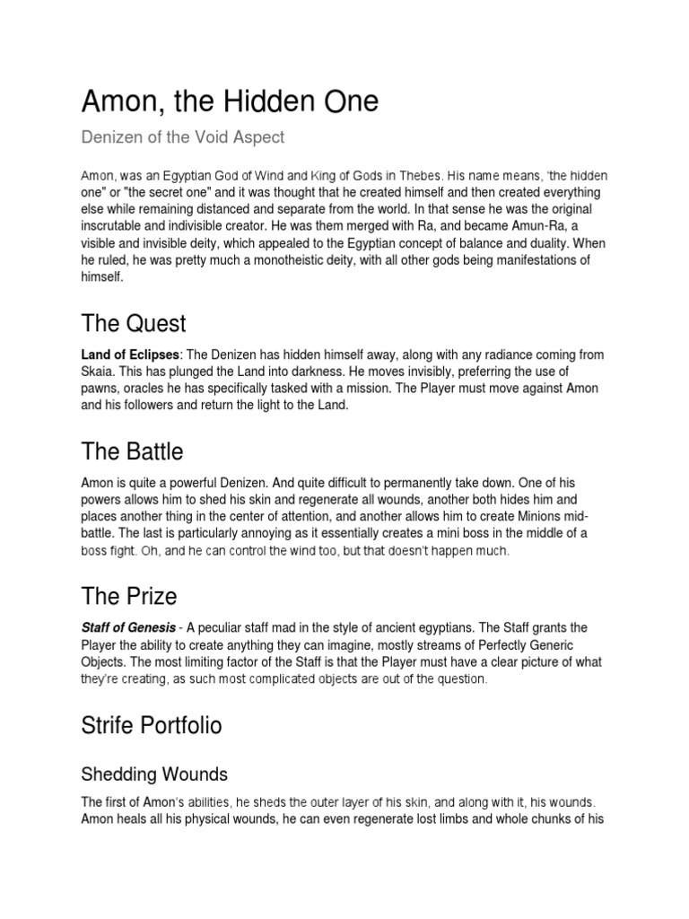 Amon: Egyptian God and Game Boss Guide | PDF | Deities | Religious ...