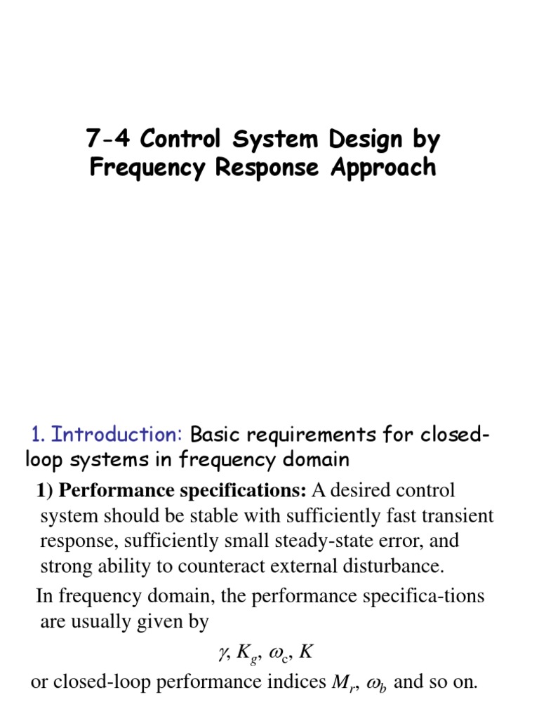 Control System Design by Using Frequency Response Approach | PDF | Control System | Electronics