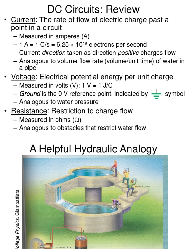 DC Circuits: Review: - Current: The Rate of Flow of Electric Charge ...