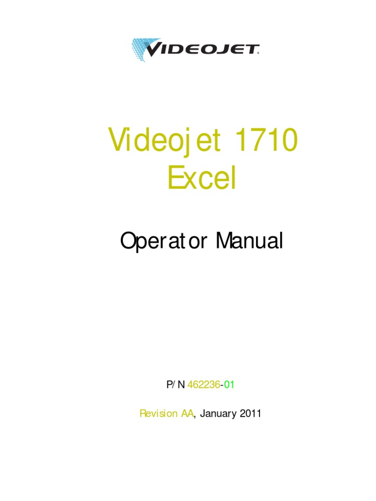 Videojet 1710 Excel UI Operator Manual | PDF | Electromagnetic ...