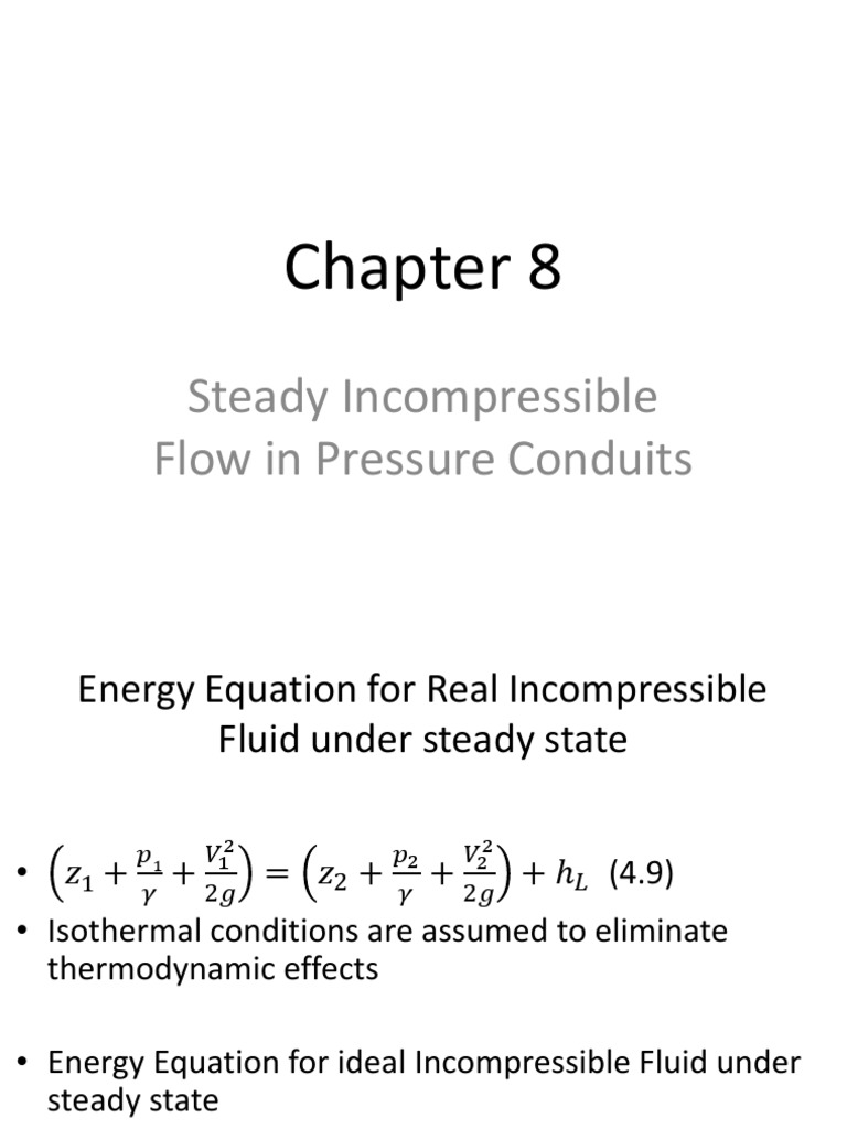 Steady Incompressible Flow in Pressure Conduits Chapter - 8 | PDF | Reynolds Number | Fluid Dynamics