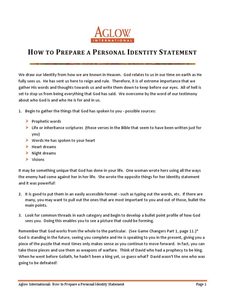Crafting Your Personal Identity Statement | PDF | Prophecy | Prophet