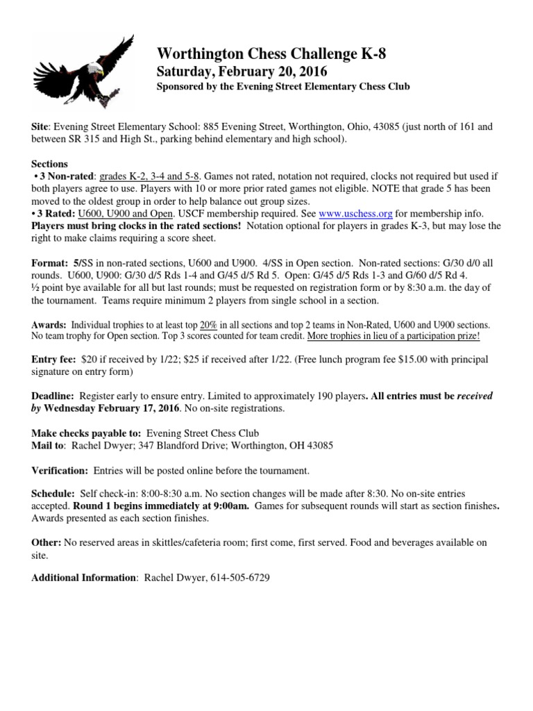 Worthington K-8 Chess Challenge 2016 | PDF | Business | Sports