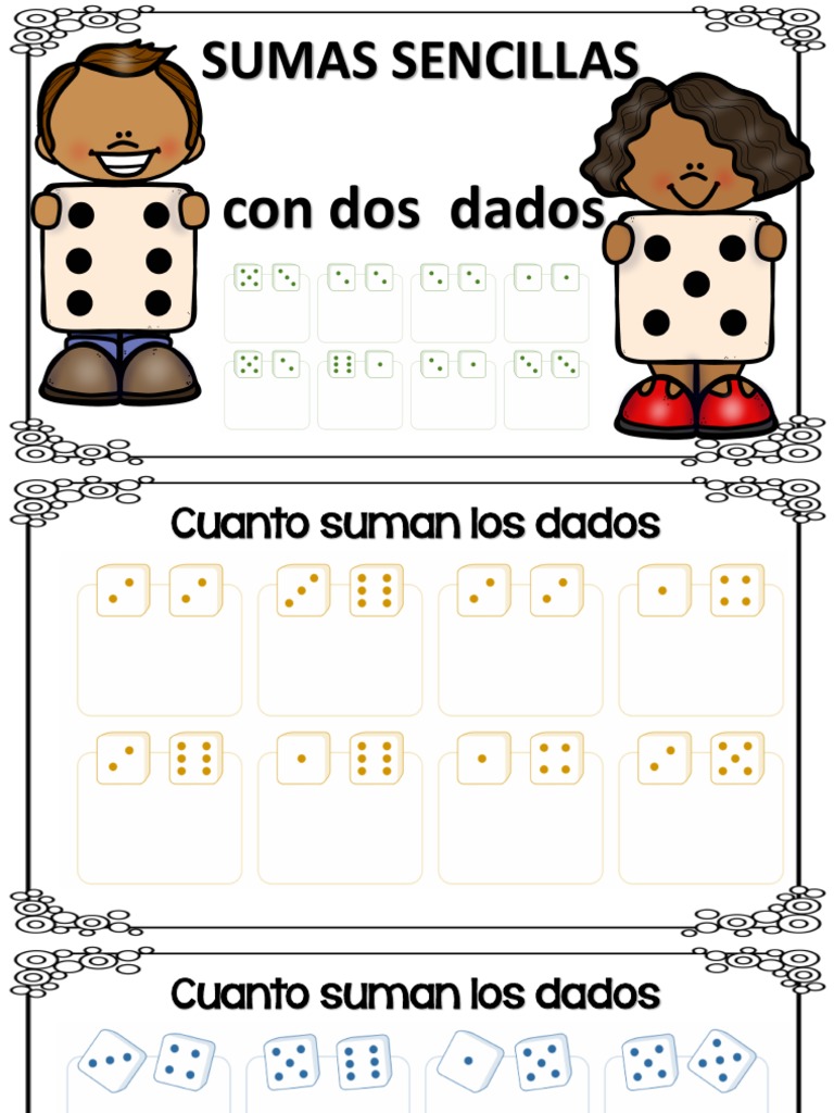 Actividades de Sumas con Dados para 1er Grado | PDF