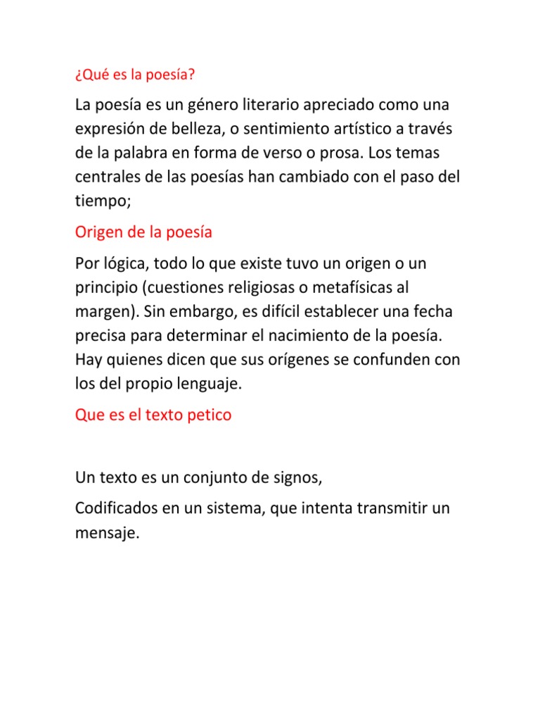 Definición y elementos de la poesía | PDF | Metro (poesía) | Poesía