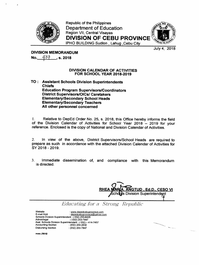 Division of Cebu Province | PDF | Holidays | Observances