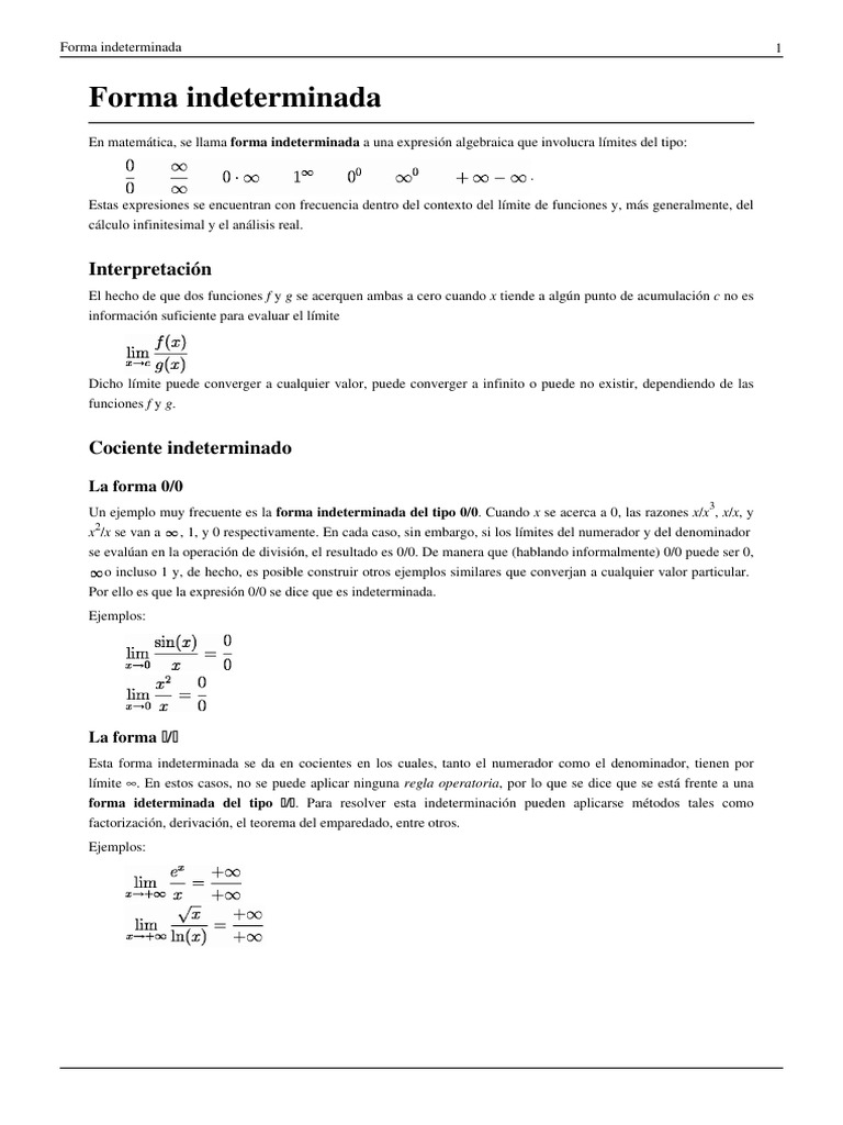 Formas Indeterminadas | PDF | Metodología filosófica | Matemática Elemental