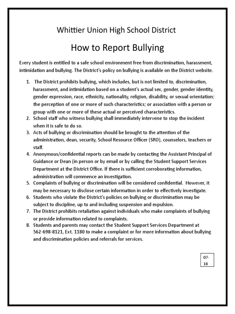 How To Report Bullying English | PDF | Bullying | Harassment