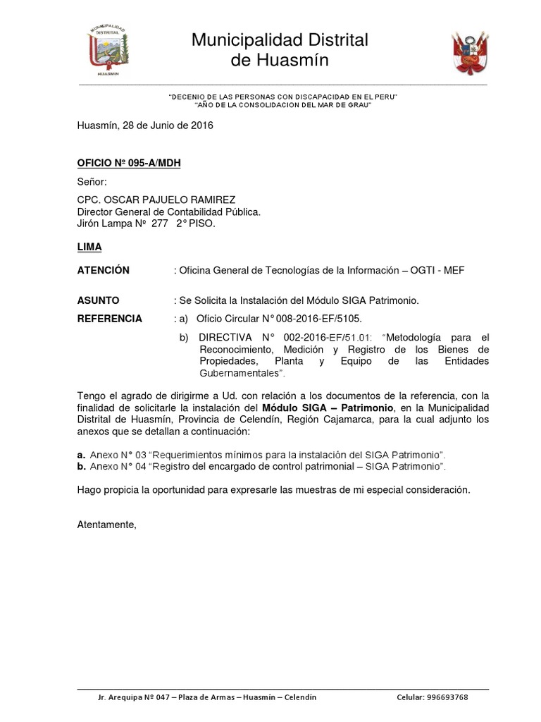 Oficio Emitido Mef | PDF