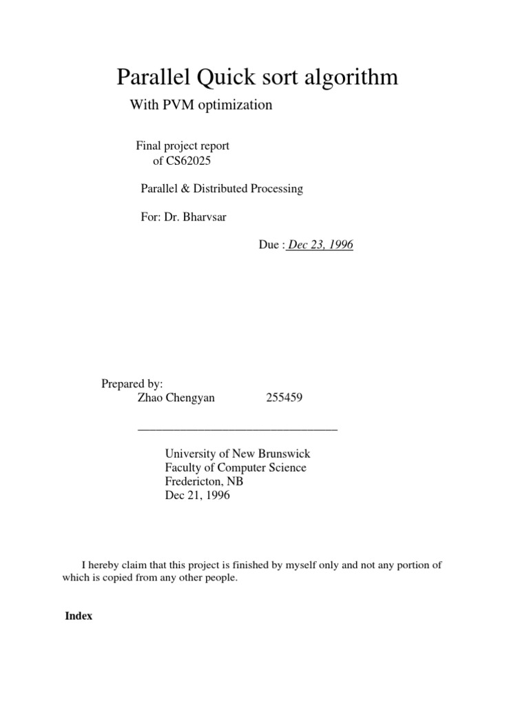 Parallel Quick Sort Algorithm | PDF | Theoretical Computer Science ...