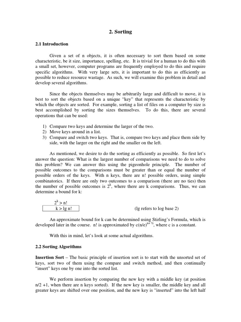 Sorting | PDF | Theoretical Computer Science | Algorithms And Data Structures