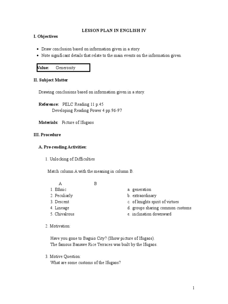 LESSON PLAN English 4 Drawing Conclusion | PDF