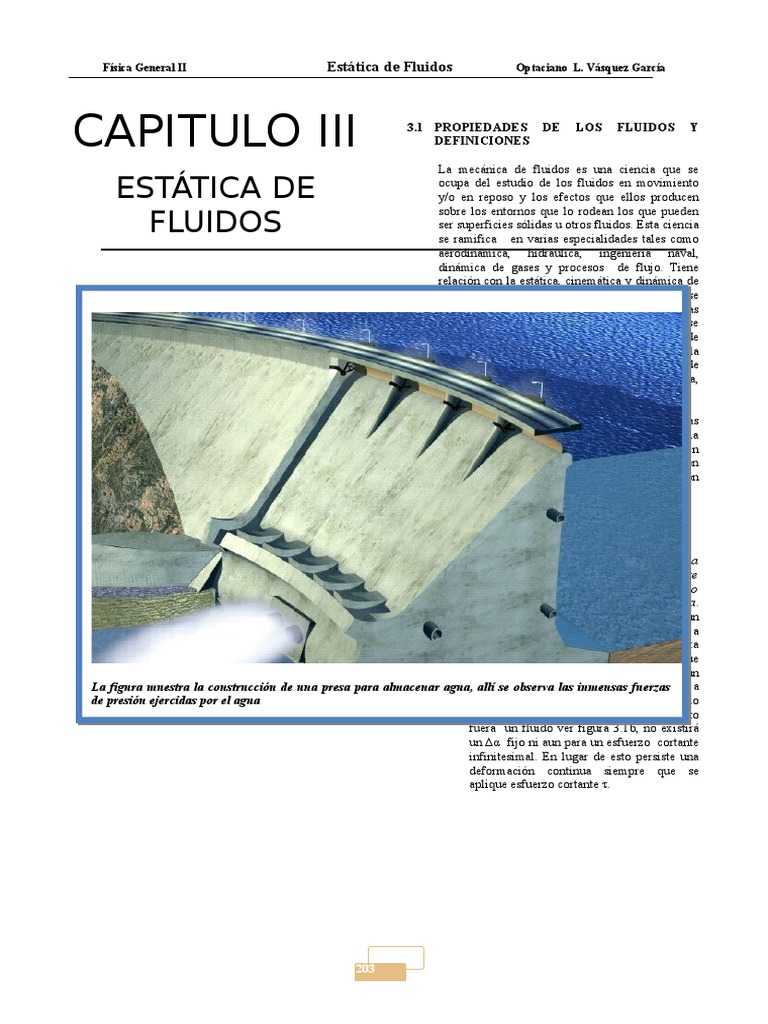 Capitulo III Fisica II Estatica de Fluidos | PDF | Presión | Viscosidad