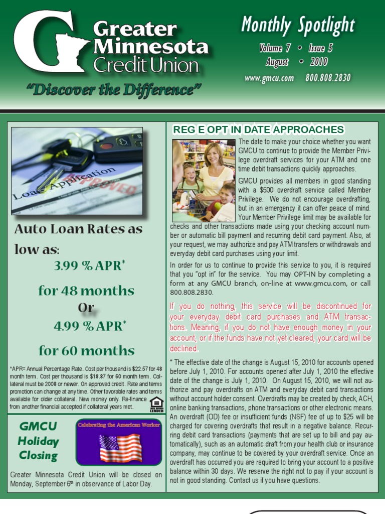 GMCU Overdraft Service Update | PDF | Overdraft | Financial Transaction