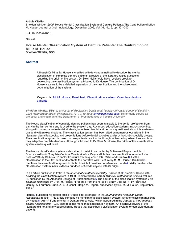 Clasificacion Milus M.House | PDF | Prosthodontics | Dentistry