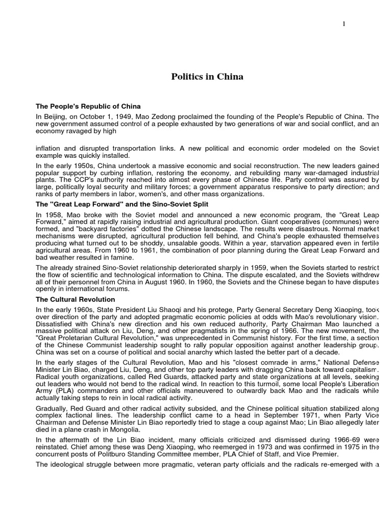 China's Political Evolution: Mao to Deng | PDF | Deng Xiaoping ...